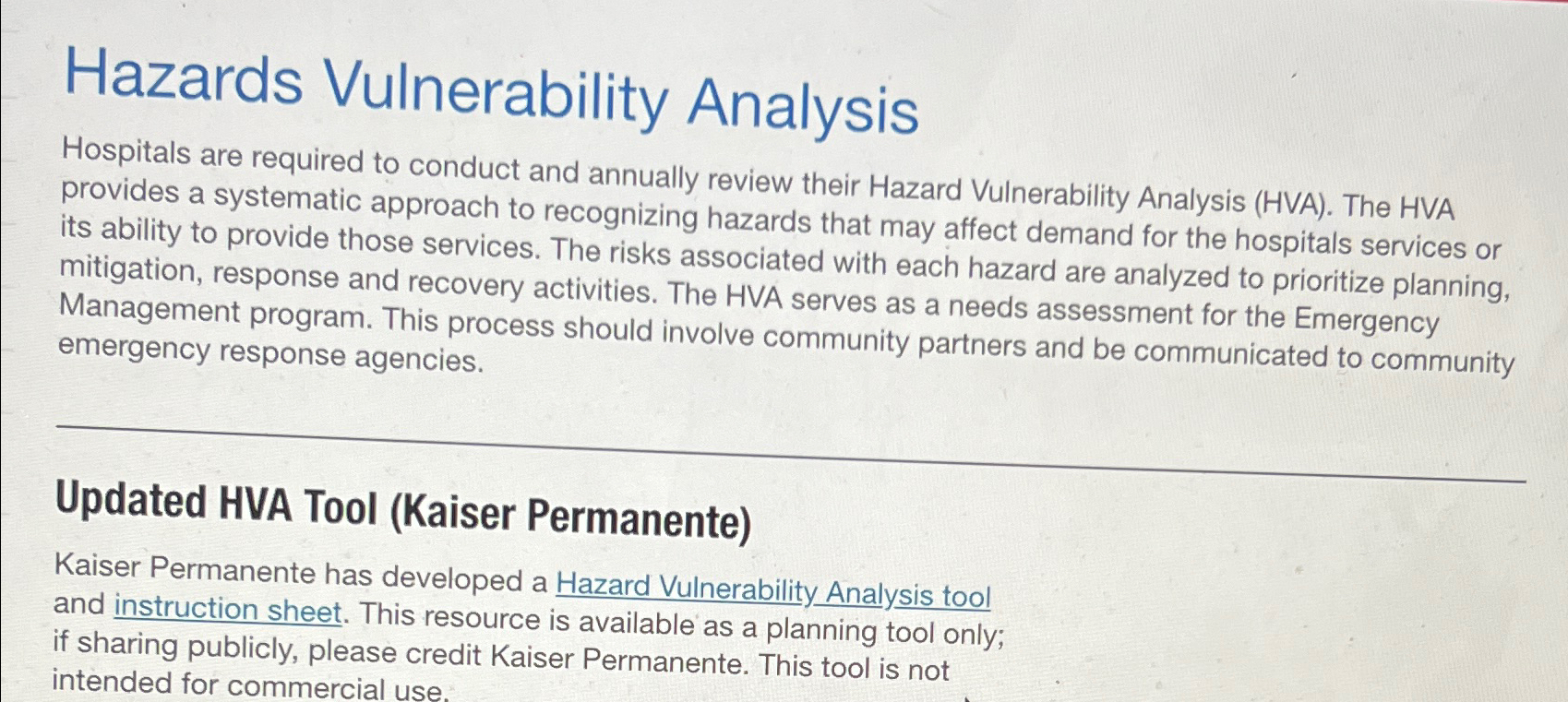 Solved Hazards Vulnerability AnalysisHospitals are required | Chegg.com