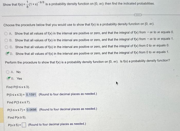 Solved Show that f(x)=81(1+x)−9/8 is a probability density | Chegg.com