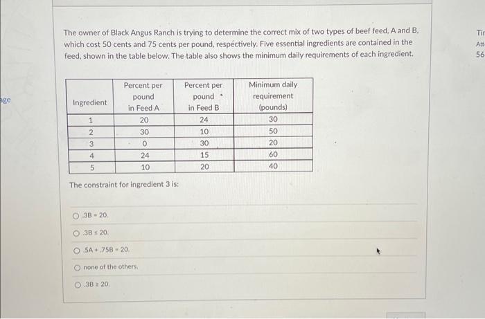 The owner of Black Angus Ranch is trying to determine | Chegg.com