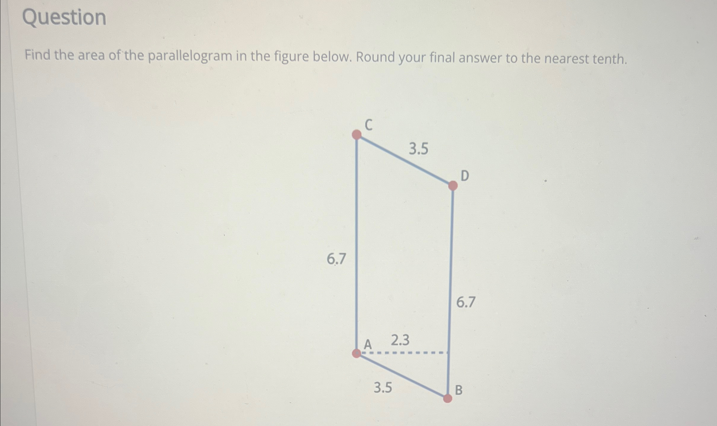 Solved QuestionFind the area of the parallelogram in the | Chegg.com