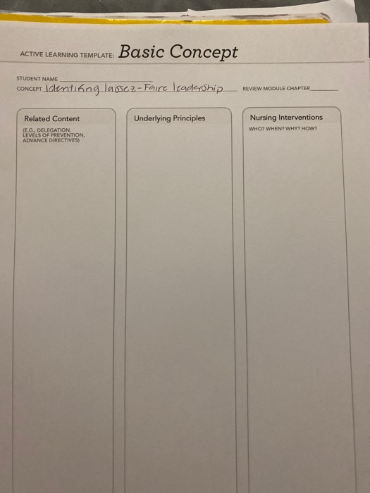 ACTIVE LEARNING TEMPLATE: Basic Concept STUDENT NAME | Chegg.com