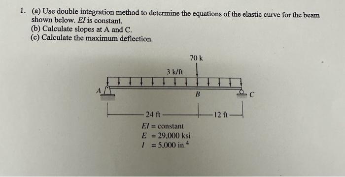 Solved 1. (a) Use double integration method to determine the | Chegg.com