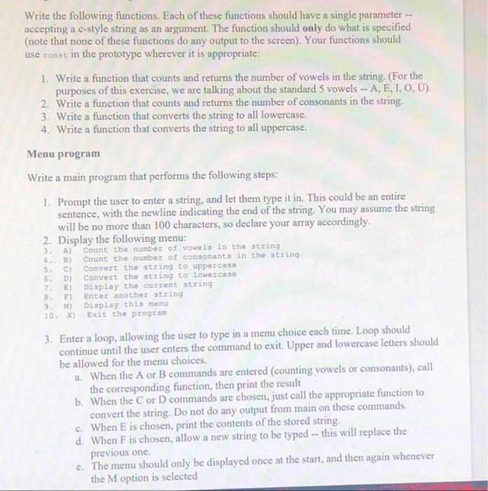 Solved Write the following functions. Each of these | Chegg.com