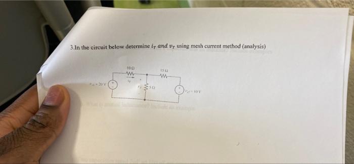 Solved 3.In the circuit below determine ly and vy using mesh | Chegg.com