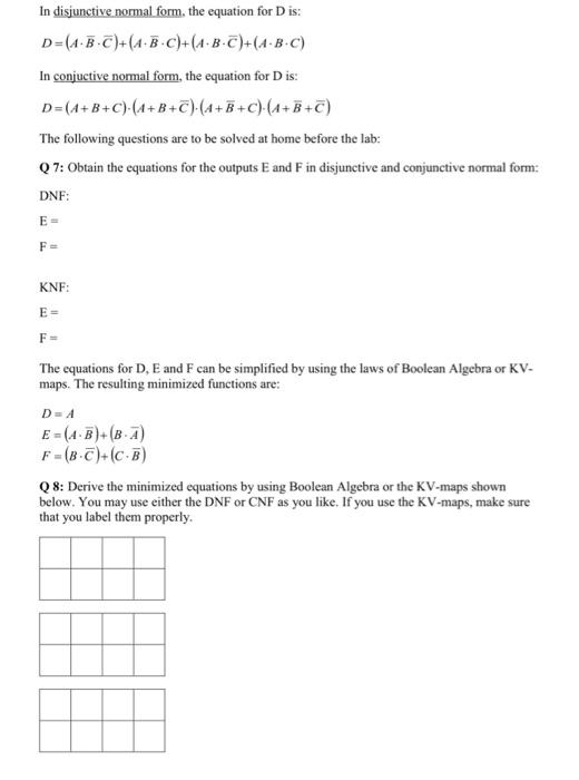 Solved In disjunctive normal form, the equation for Dis: | Chegg.com