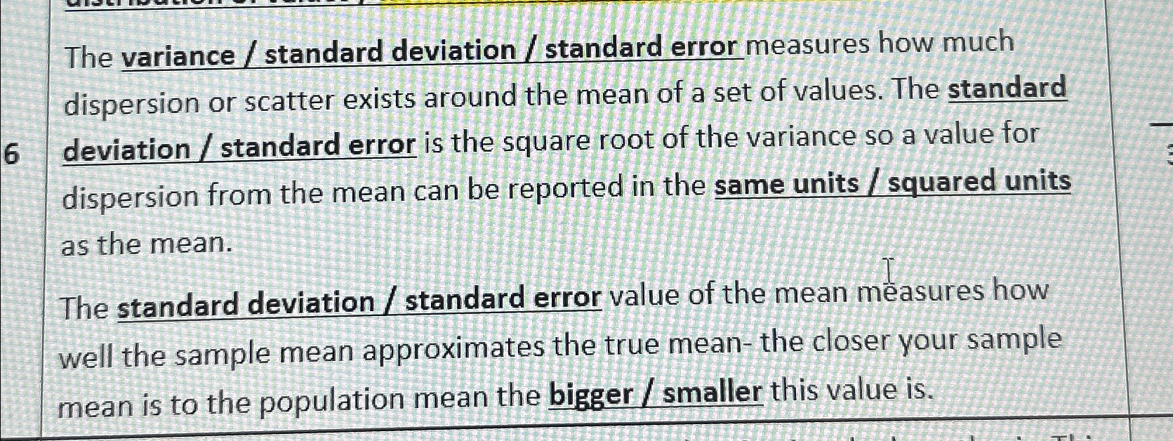 Solved The variance / ﻿standard deviation / ﻿standard error | Chegg.com