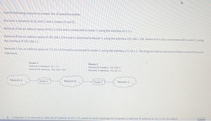 Solved Use the following scenario to answer the 10 questions | Chegg.com