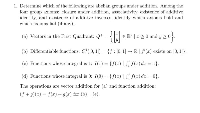 Solved Determine which of the following are abelian groups | Chegg.com