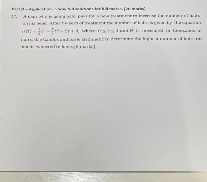 Solved Part D-Application. Show full solutions for full | Chegg.com