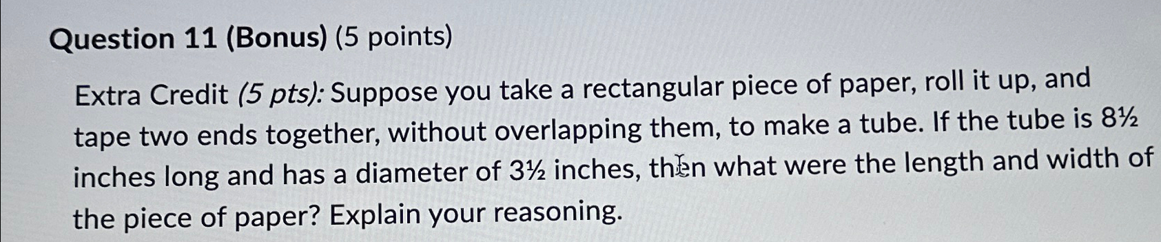 Solved Question 11 (Bonus) (5 ﻿points)Extra Credit ( 5 | Chegg.com