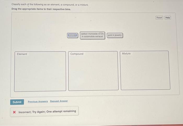 Solved Classify each of the following as an element, a | Chegg.com