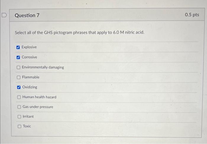 Solved Select all of the GHS pictogram phrases that apply to | Chegg.com