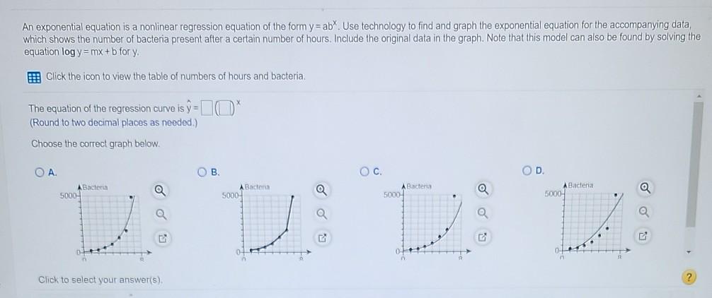 Solved An exponential equation is a nonlinear regression | Chegg.com