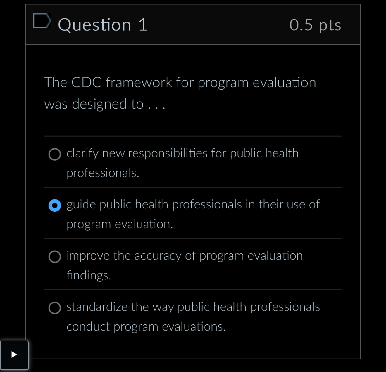 Solved Question 10.5 ﻿ptsThe CDC framework for program | Chegg.com