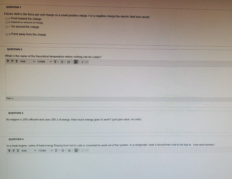 Solved QUESTION 1 Electric field is the force per unit | Chegg.com