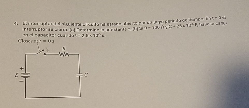 Solved El interruptor del siguiente circuito ha estado | Chegg.com