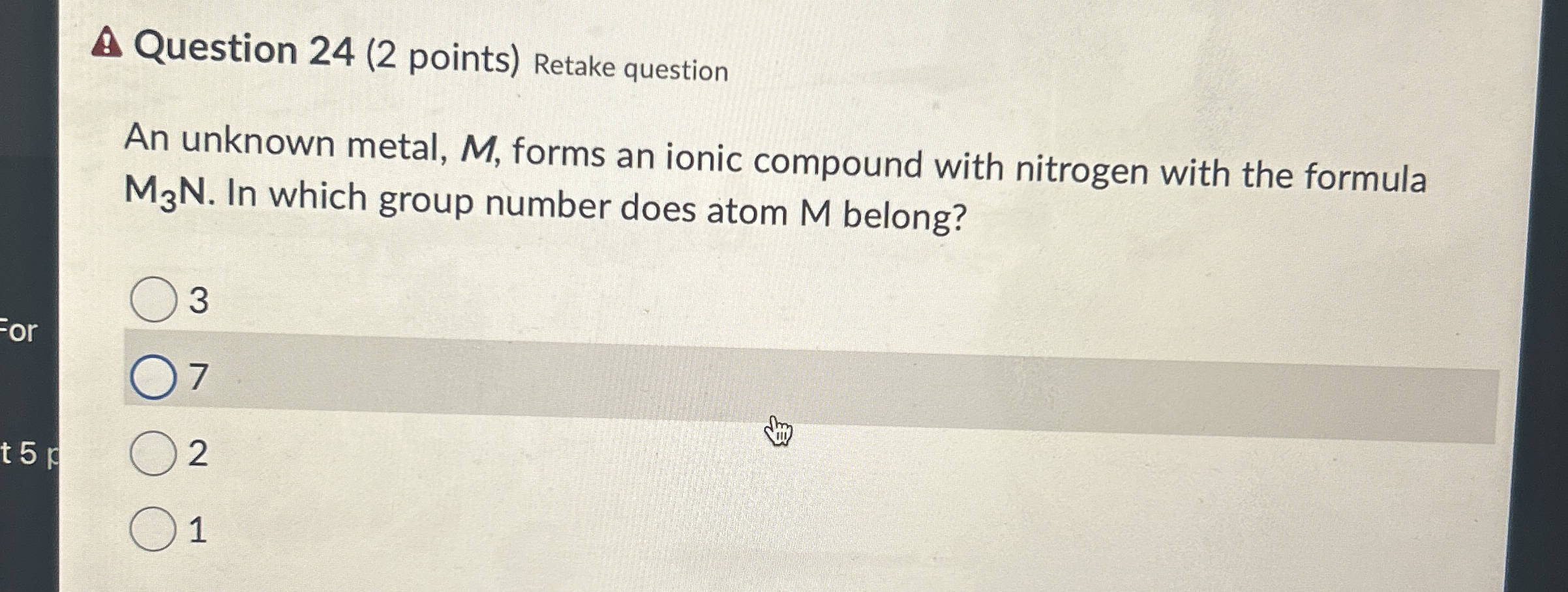 Solved Question 24 (2 ﻿points) ﻿Retake questionAn unknown | Chegg.com