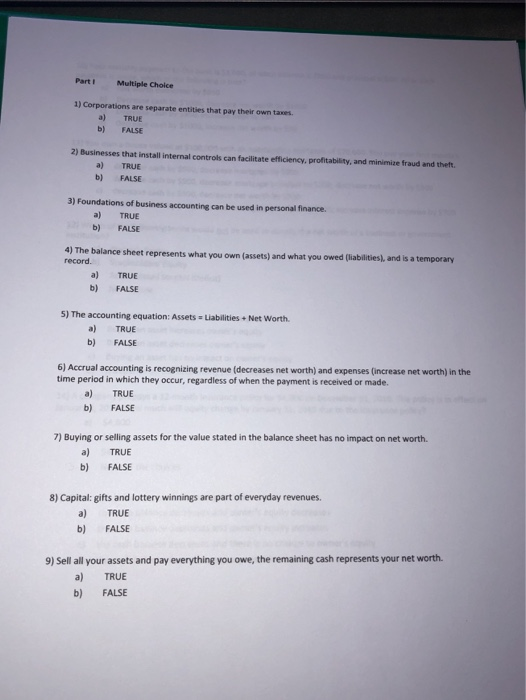 Solved Part Multiple Choice 1) Corporations are separate | Chegg.com