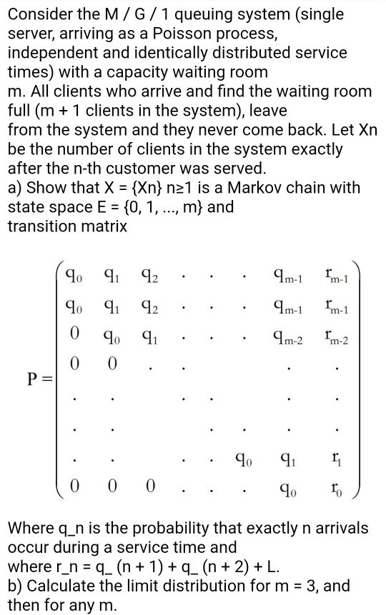 Consider the M/G/1 queuing system (single server, | Chegg.com