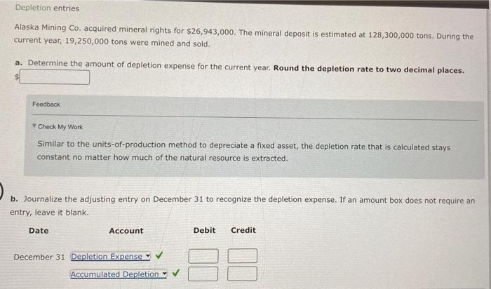 Solved Alaska Mining Co. acquired mineral rights for | Chegg.com