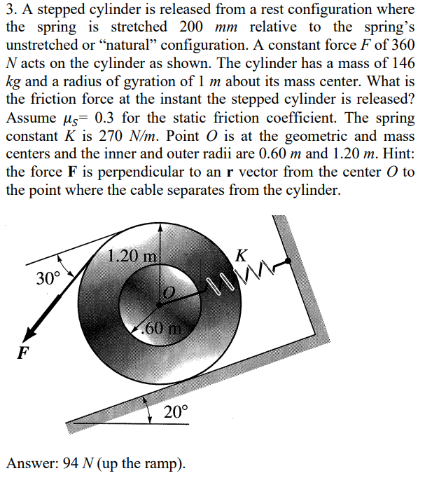 Solved A stepped cylinder is released from a rest | Chegg.com