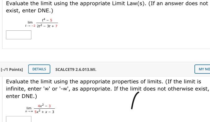Solved Evaluate the limit using the appropriate Limit | Chegg.com