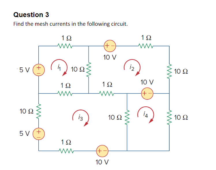 Solved Find the mesh currents in the following circuit. | Chegg.com