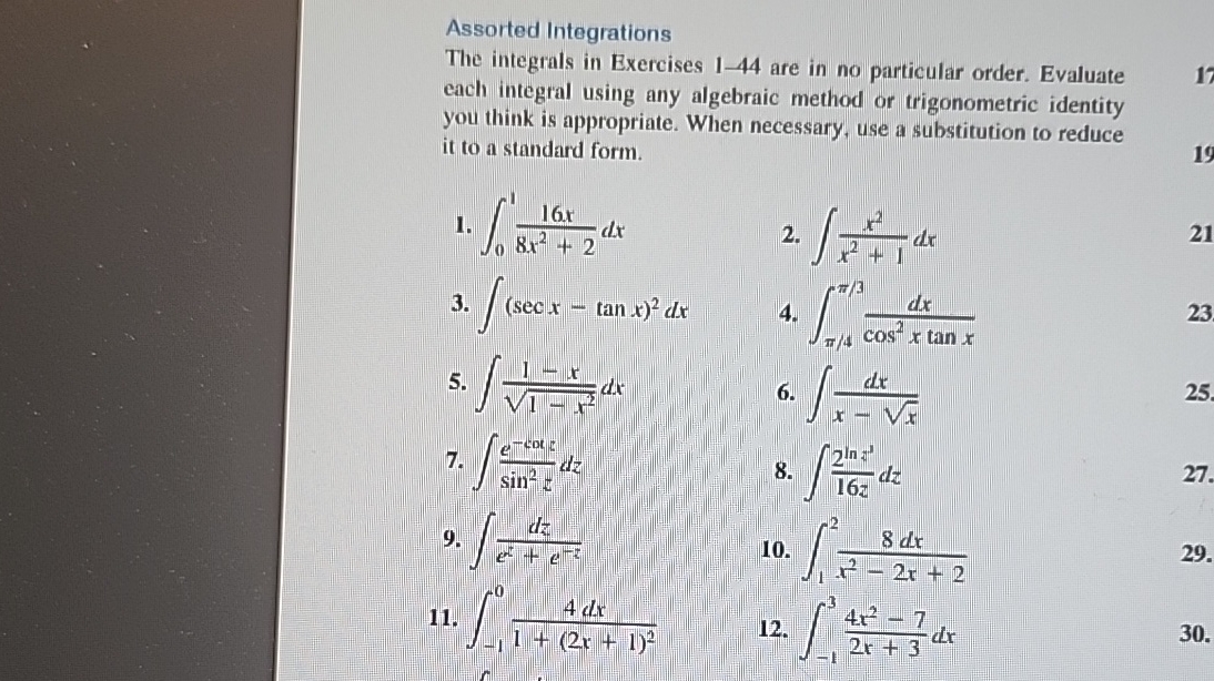Solved Assorted IntegrationsThe integrals in Exercises 1-44 | Chegg.com