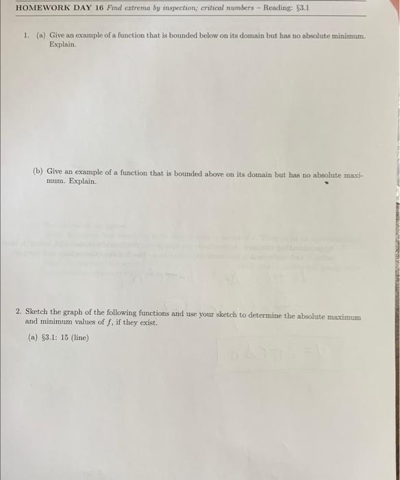 Solved 1. (a) Give an example of a function that is bounded | Chegg.com