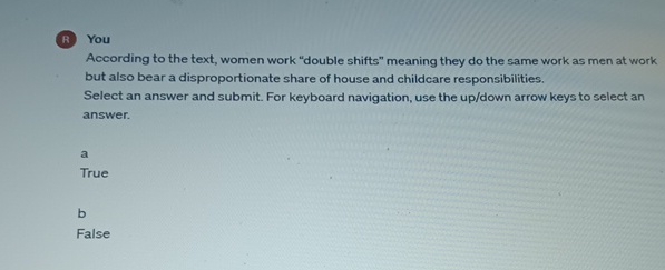 Solved You According to the text, women work "double shifts" | Chegg.com