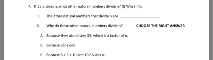 Solved 7. If 55 divides n, what other natural numbers divide | Chegg.com