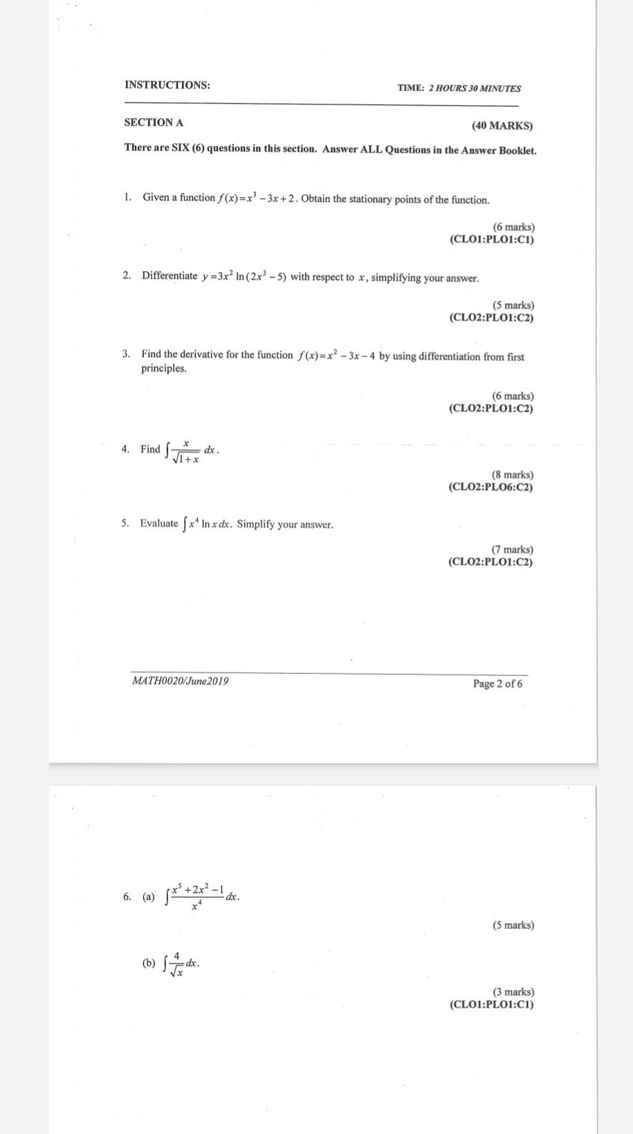 Solved INSTRUCTIONS: TIME: 2 HOURS 30 MINUTES SECTION A (40 | Chegg.com