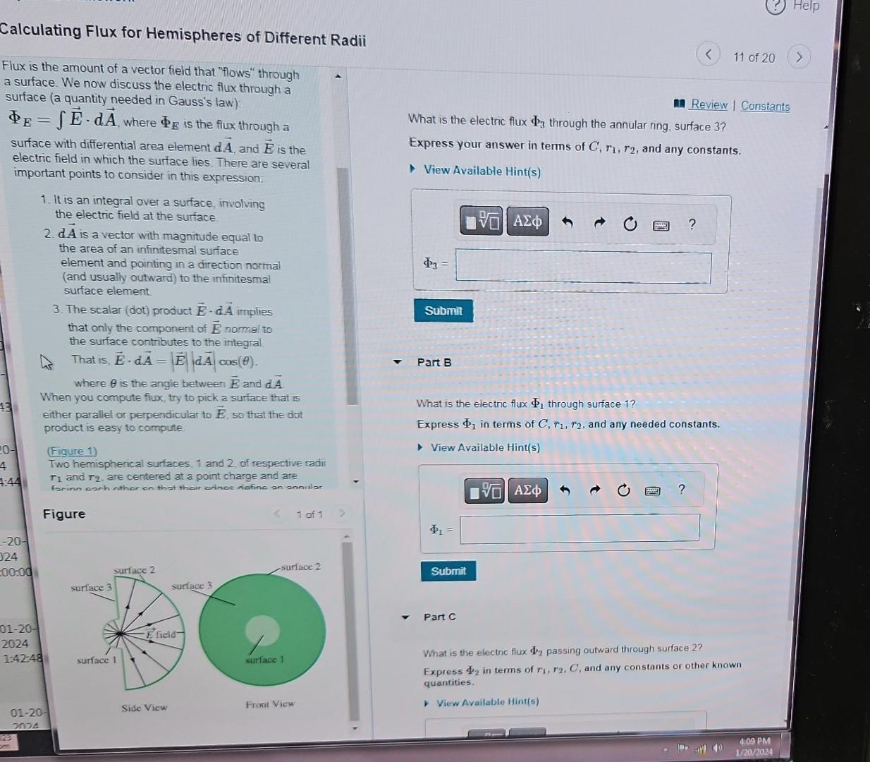 Solved Calculating Flux for Hemispheres of Different | Chegg.com
