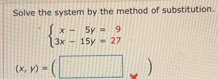 Solved Solve the system by the method of substitution. | Chegg.com