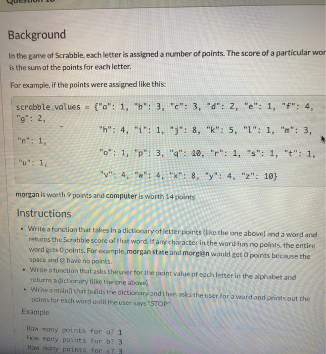 Solved Background In the game of Scrabble, each letter is | Chegg.com