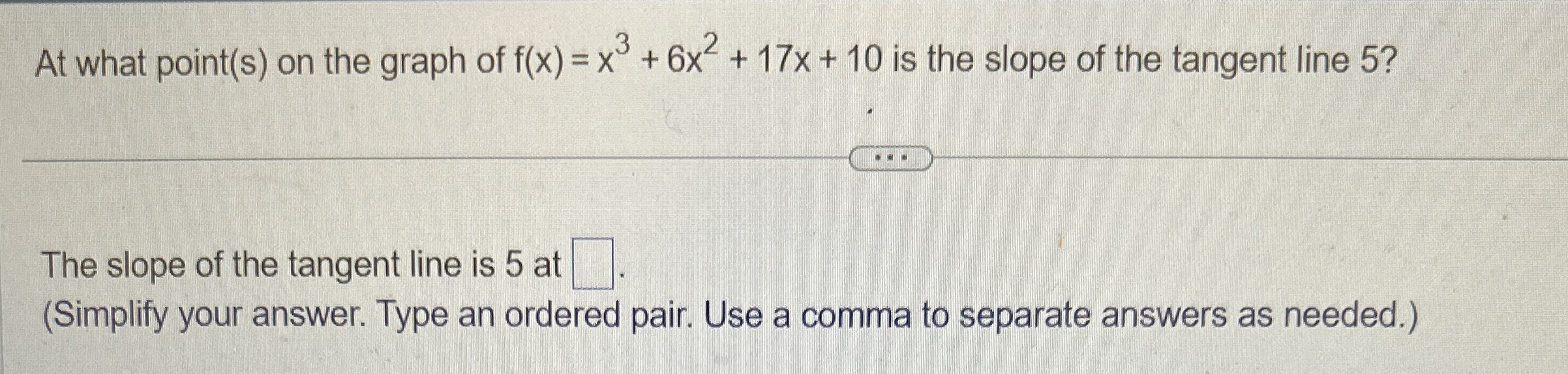 Solved At what point(s) ﻿on the graph of f(x)=x3+6x2+17x+10 | Chegg.com