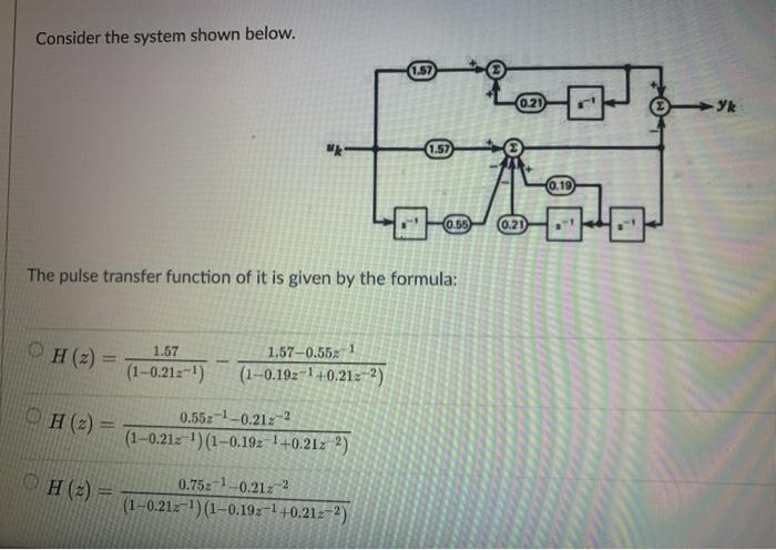 Solved Consider the system shown below. 1.57 - Уk * 1.57 | Chegg.com