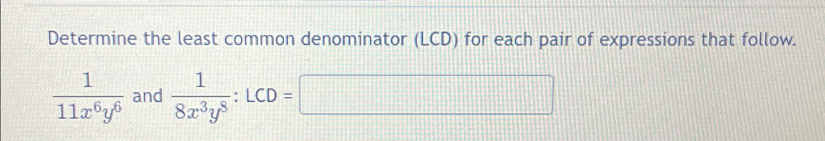 Solved Determine The Least Common Denominator Lcd ﻿for