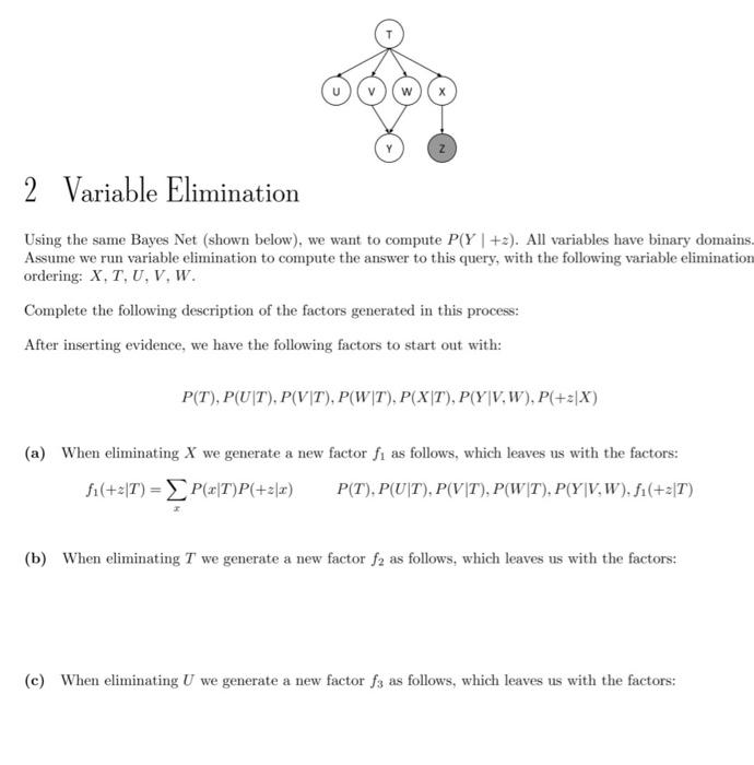 Solved 2 Variable Elimination Using the same Bayes Net | Chegg.com