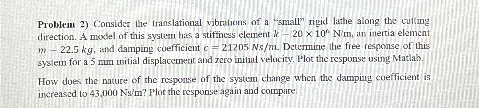 Solved Problem 2) ﻿Consider the translational vibrations of | Chegg.com