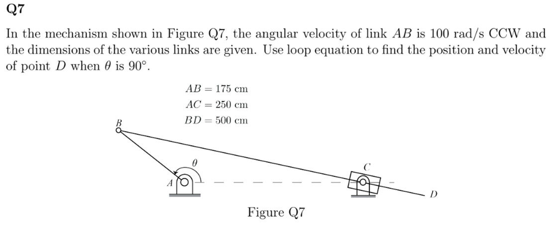 Q7In the mechanism shown in Figure Q7, ﻿the angular | Chegg.com