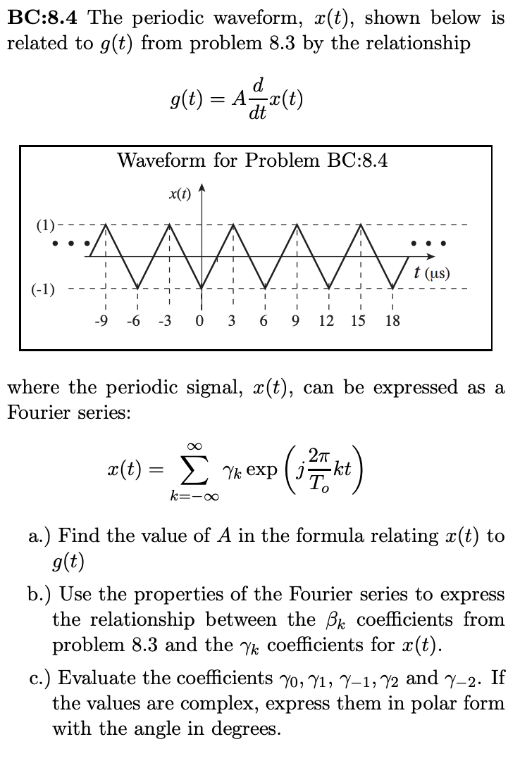 BC:8.4 ﻿The periodic waveform, x(t), ﻿shown below | Chegg.com