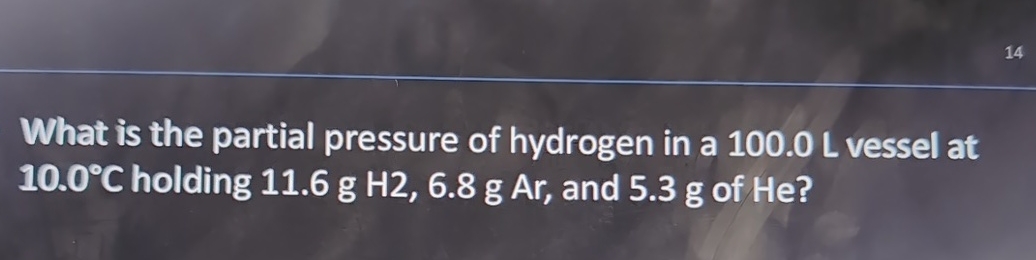 Solved What is the partial pressure of hydrogen in a 100.0 | Chegg.com