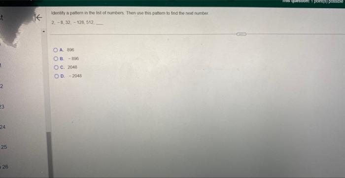 Solved Identify a patiem in the list of numbers, Then use | Chegg.com