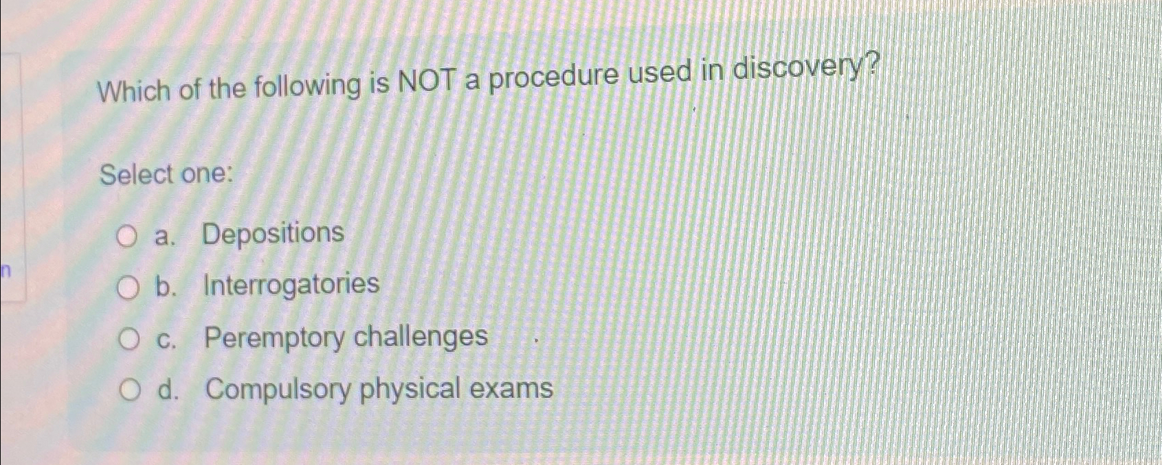 Which of the following is NOT a procedure used in | Chegg.com