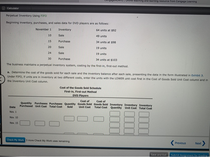 Solved Calculator Perpetual Inventory Using FIFO Beginning | Chegg.com
