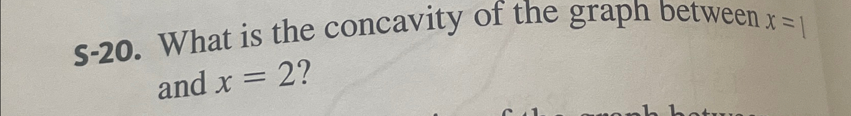 Solved s-20. ﻿What is the concavity of the graph between x=1 | Chegg.com