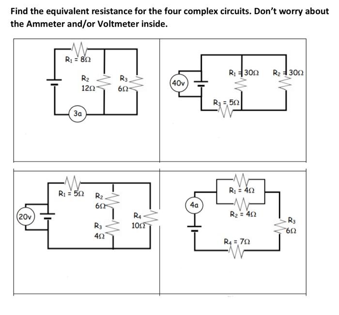 Solved Find the equivalent resistance for the four complex | Chegg.com
