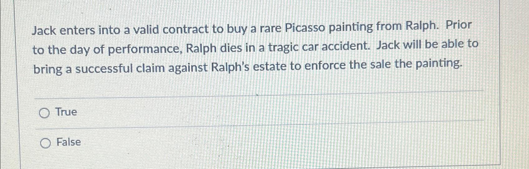 Solved Jack enters into a valid contract to buy a rare | Chegg.com