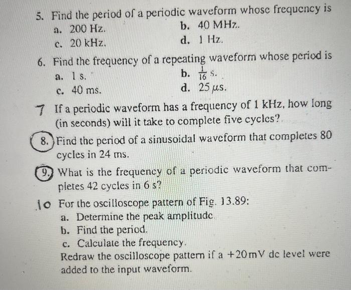 Solved 5. Find the period of a periodic waveform whose | Chegg.com